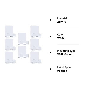 Jetec 8 Pieces Self Adhesive Razor Holder Hooks Shower Hook with Acrylic Adhesive for Razor Bathroom Kitchen Organizer for Razor Plug Towel (White)