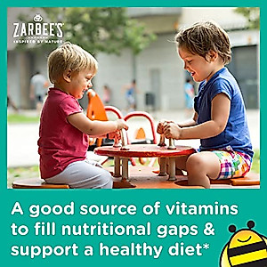 Zarbee's Toddler Vitamins, Complete Multivitamin with Vitamin A, C, D3 & B-complex, Easy to Chew, Gluten, Soy, Nut & Dairy Free, Natural Fruit Flavors, 2-3 Years, 110 Count