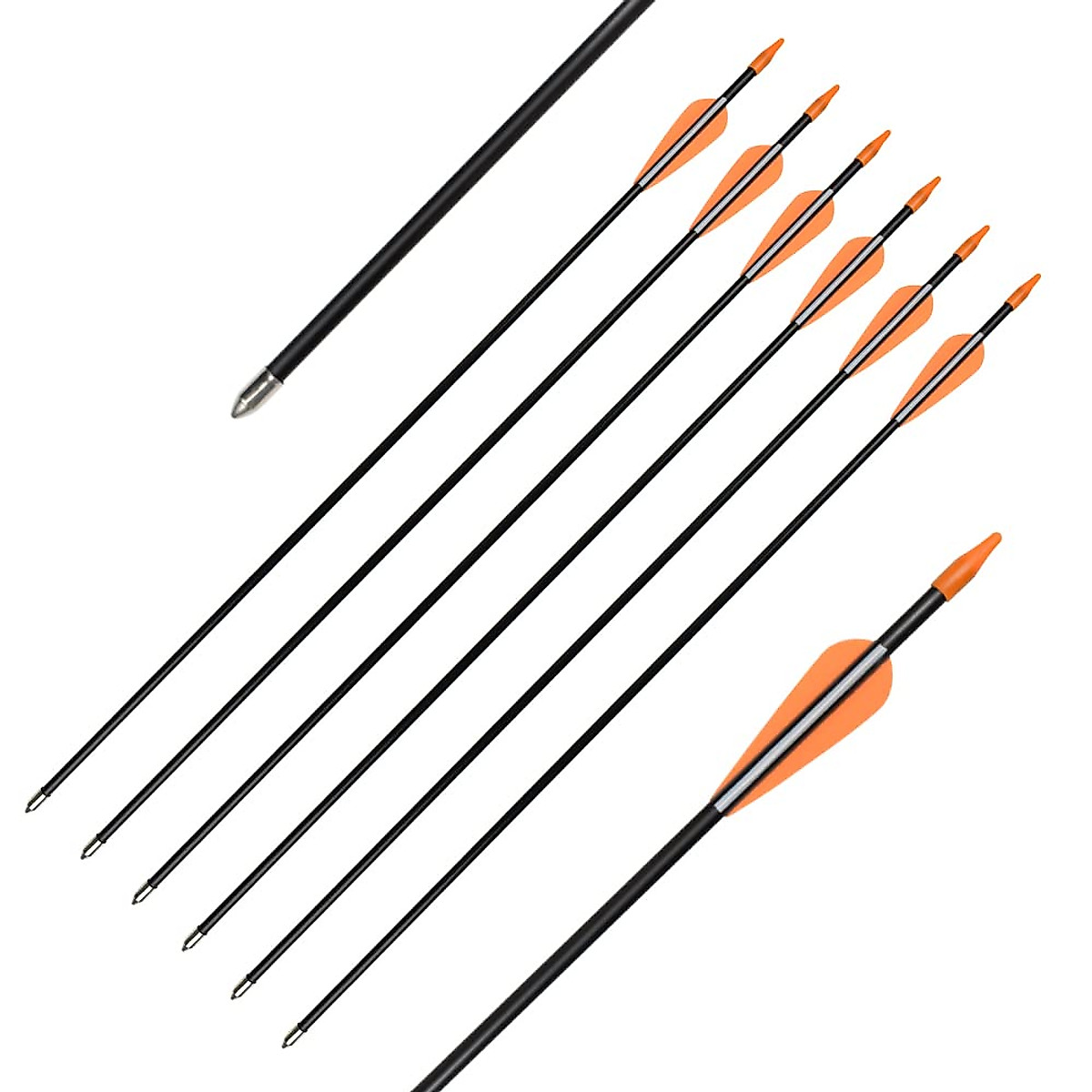 ELONG Fiberglass Arrows Archery 26 Inch Target Shooting Practice Safetyglass Recurve Bows Suitable for Youth Children Woman Beginner (6 pcs)