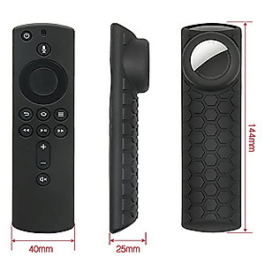 [2 Pack] Fir-Stick Remote Cover Case with Airtag Holder (Glow in The Dark) Compatible with Fir TV Stick 4K,Tracker Cover for Tile Sticker 2020 and Airtag 2021 (Green & Sky Blue)