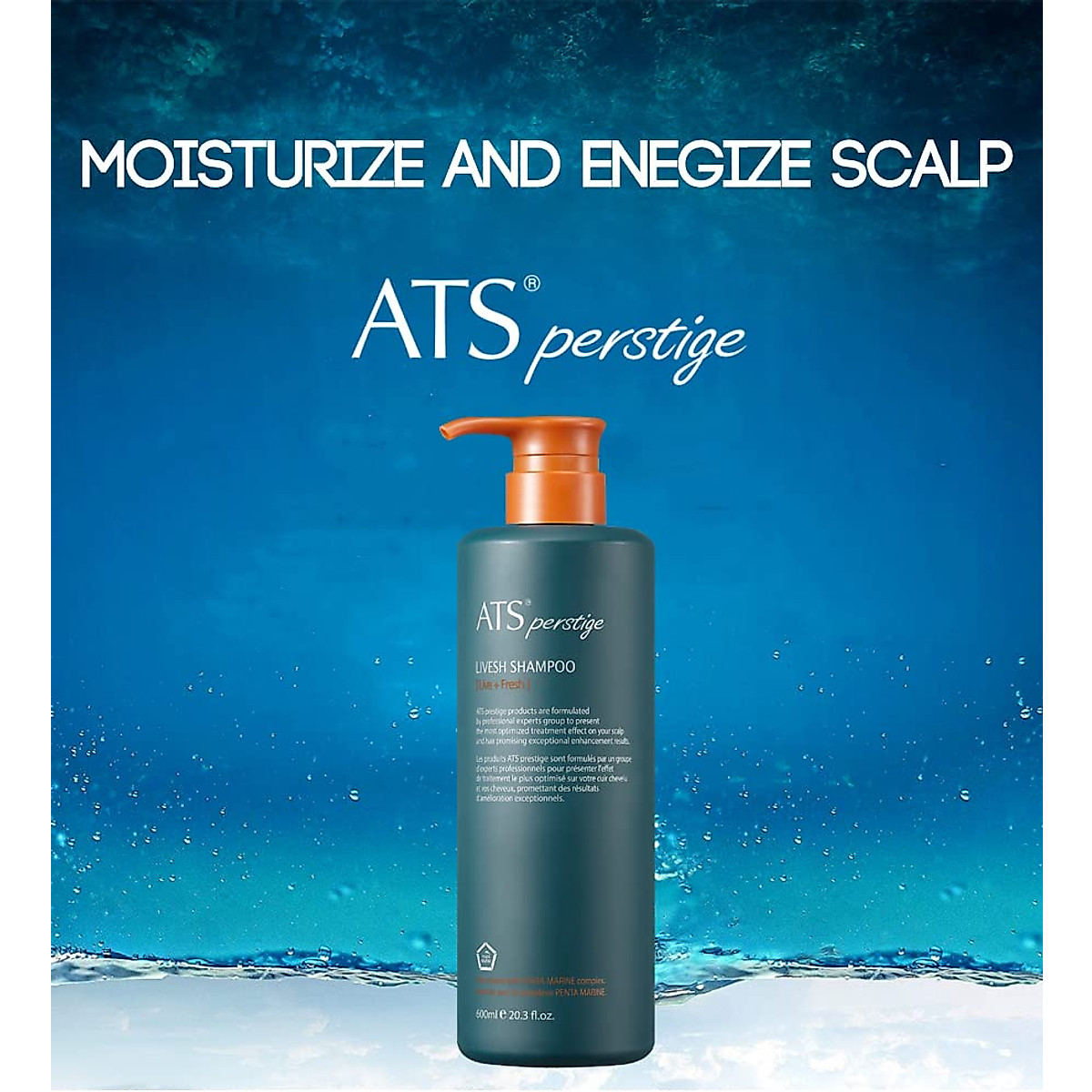 ATS Perstige Livesh Shampoo, 600ML, 20.29 fl.oz, Refreshing, Hair Loss and Growth Silicone Free Shampoo
