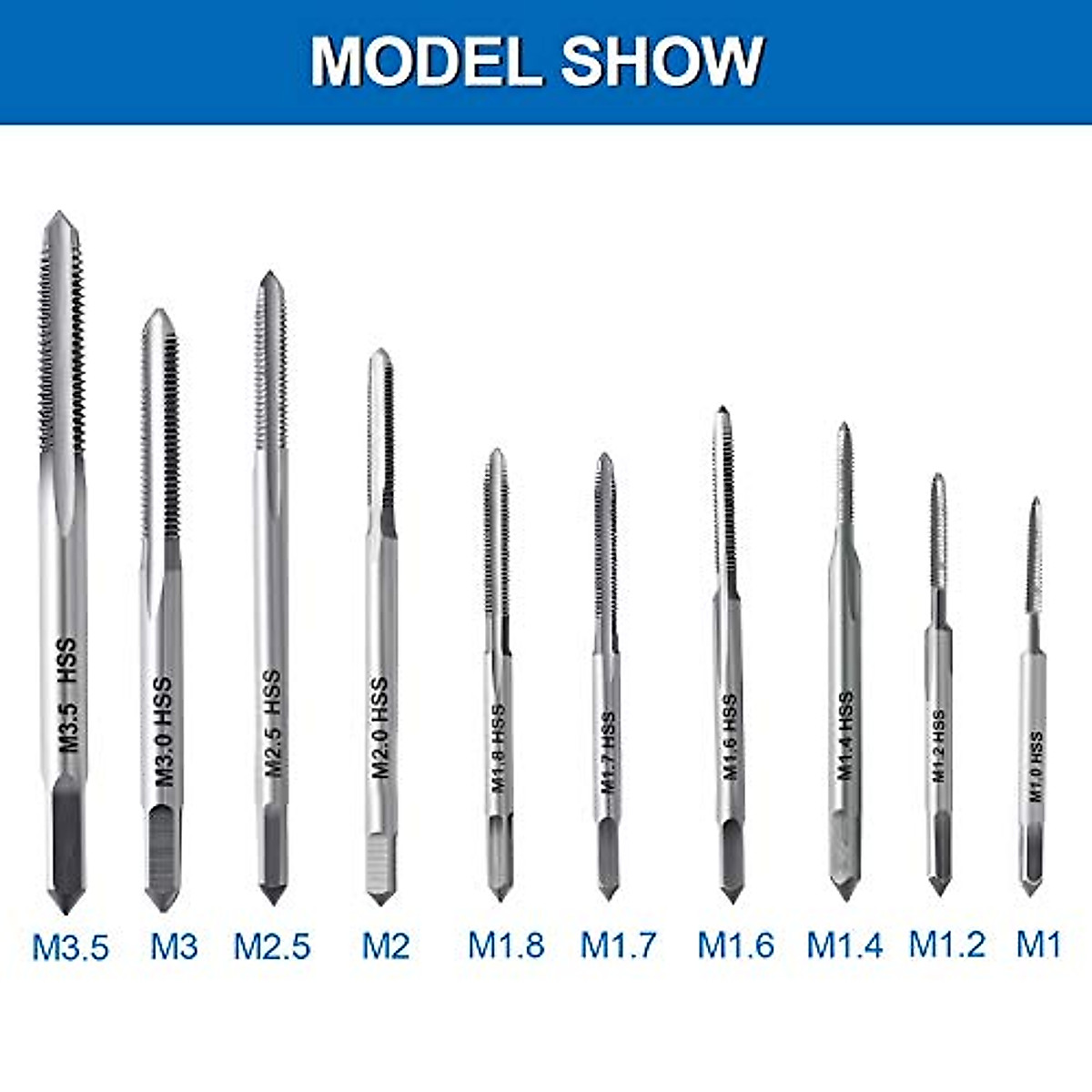 10 pcs Metric Tap Set M1 M1.2 M1.4 M1.6 M1.7 M1.8 M2 M2.5 M3 M3.5 for Clocks and Watches Tapping,Micro Taps Mini Metric Straight Flute Coarse Thread Design by Arbusb