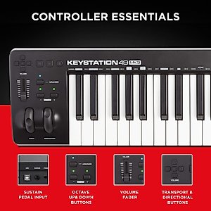 Keystation 49 MIDI Keyboard controller Beat Maker Bundle with 49 Keys and Sustain Pedal, Plus Software Suite