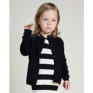 Baby Boys Girls Button-Down Basic Crew Neck Solid Cardigan Toddler Cotton Knit Sweater (2-3 Years, Black)