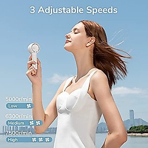 JISULIFE Mini Handheld Fan, Unique Design Portable Fan, Personal Hand Fan USB Rechargeable with Powerful Trubo Wind,6000mAh Battery Operated Small Pocket Fan for Eyelash/Makeup/Kids/Women-White