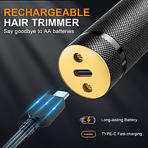 Hair Clippers for Men, Beard Trimmer Zero Gapped Cordless Hair Trimmer T-Blade Trimmer Mens Hair Clippers Shaver Edgers Clippers Grooming Kit with Guide Combs Gifts for Men (Gold)