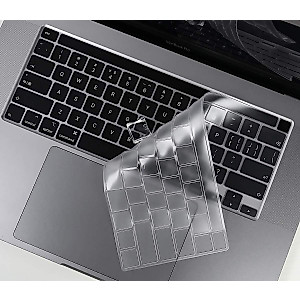 Keyboard Cover Compatible with 2024 MacBook Pro 13 inch M2 A2338 2024 2023-2020 M2 M1 A2338 A2289 A2251 & MacBook Pro 16 inch A2141 2020 2019 Touch Bar & Touch ID Keyboard Protector Skin Cover, Clear