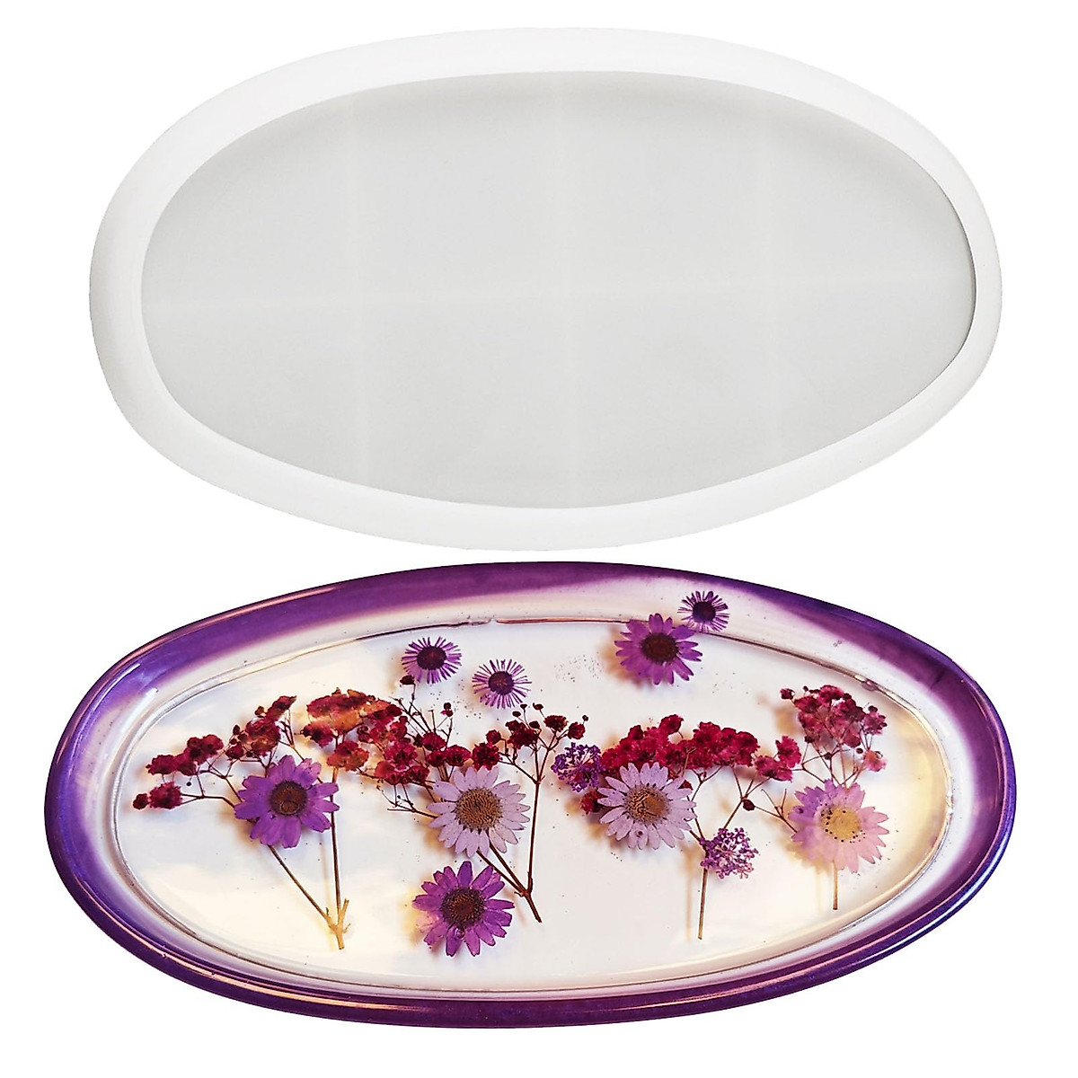 1 Set Of Tray Resin Storage Mold Silicone Molds Epoxy Resin Oval Shaped Plaster Mold Concrete Clay Plate For Cup Fruit Candy Vase Storage Holder Ornament Trinket Container, DIY Making Decor Art Crafts