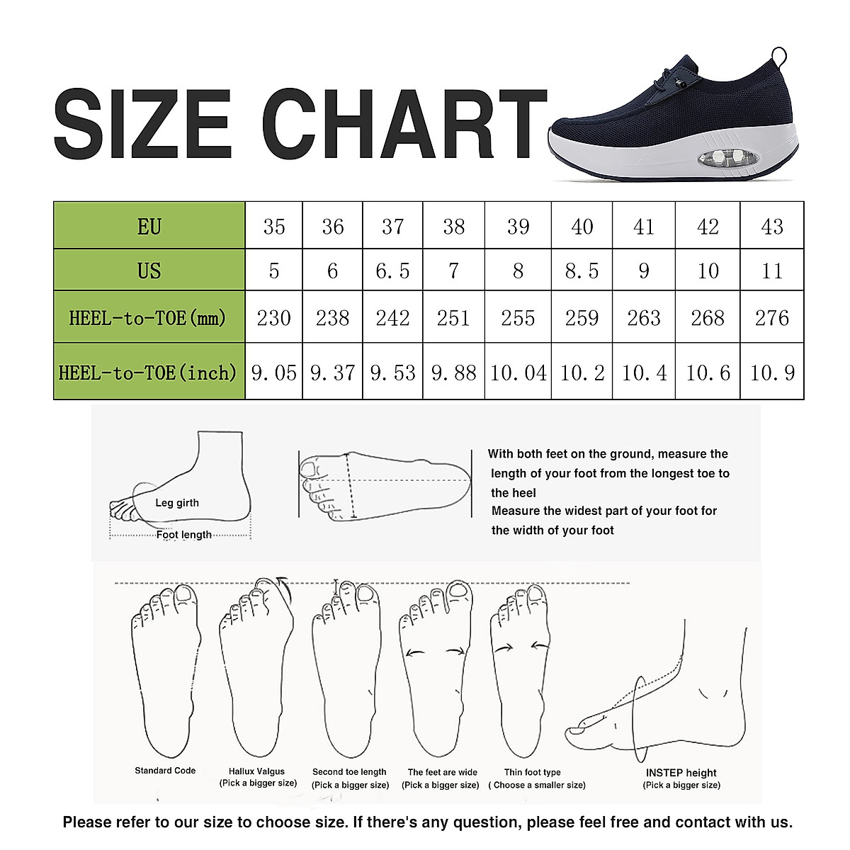 Dark Blue Women's Slip-on Walking Shoes Mesh Breathe Air Cushion Arch Support Sock Sneakers for Women Ladys Girls Fashion Platform Lightweight Loafers Non-Slip Nursing Work Running Shoes Size8.5