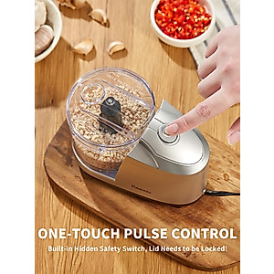 1.5-Cup One-Touch Electric Food Chopper, 100W Mini Food Processor Meat Grinder, Mix, Chop, Mince and Blend Vegetables, Fruits, Nuts, Meats, Stainless Steel Blade (Silver)
