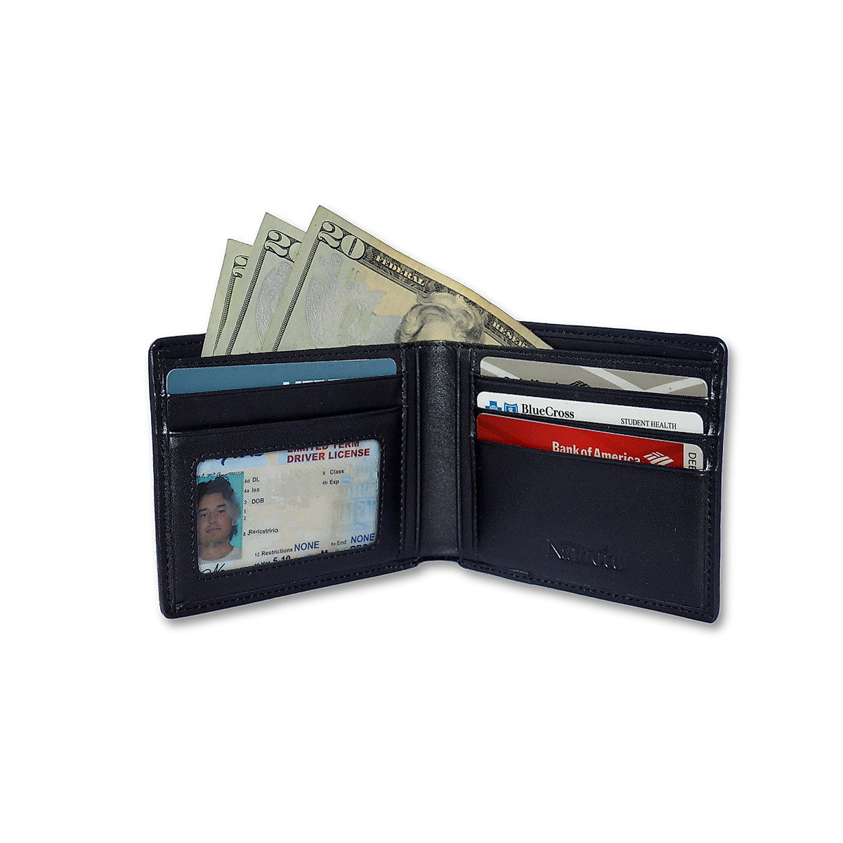 Namotu Real Carbon Fiber Wallet w/RFID Blocking Tech, Leather at Hinges and Trim - ID Window - Mens Slim Thin Real Carbon Bifold to Protect Your Money and Cards Identity