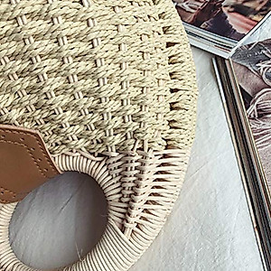 FENICAL Straw Handbag Rattan Shell Shape Top Handle Beach Tote Bag for Woman (Beige)