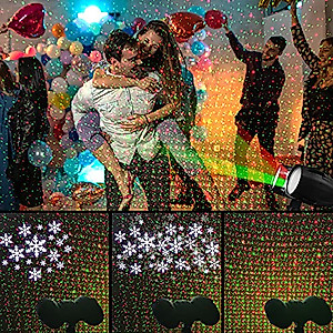 Laser Projector Lights Outdoor Indoor, 3D Dynamic Rotating Snowflake Light with Remote Control & Timer,3-in-1 Red and Green Projector Laser Lamp Light for Holiday |Wall Decoration |Christmas Gift