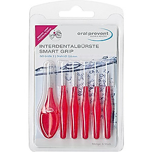 Oral Prevent Smart Grip Interdental Brushes 0.60 mm Red (Pack of 6)