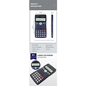 CTIFREE Scientific Calculator FX-991MS College Middle School Mathematics 401 Function Calculadora Cientifica Dual Power Scientific Calculator