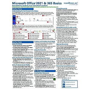 Microsoft Office 2021 and 365 Basics Quick Reference Training Tutorial Guide (Cheat Sheet of Instructions & Tips for Excel, Word, and PowerPoint- Laminated Card)