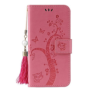 Gloryshop Lucky Flower Pattern Wallet Case for Samsung Galaxy Note 20 Ultra [Stand Feature][Wrist Strap][Card Slots] - Pink