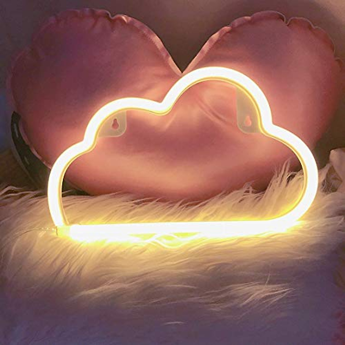 QiaoFei Neon Light,LED Cloud Sign Shaped Decor Light,Wall Decor for Chistmas,Birthday Party,Kids Room, Living Room, Wedding Party Decor (Warm White)