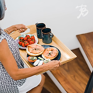 Totally Bamboo Butler's Serving Tray with Handles, Decorative Tray for Ottoman or Coffee Table, 23" x 15