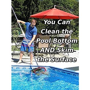 Pool Net with Brush Bundle - ProTuff 10X No Cost, No Hassle Replacements - 19.5" Deep Bag Fine Mesh Pool Net and Modular 22" Corner Cleaning Brush