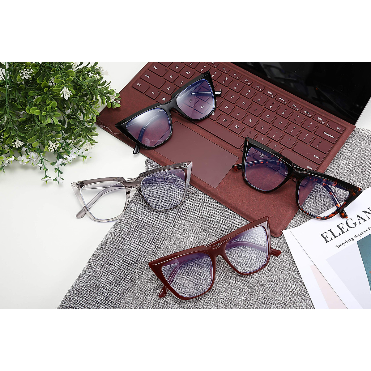 FEISEDY CHIC Cateye Large Frame Blue Light Blocking Eyewear Glasses with Clear Lenses Women B2619