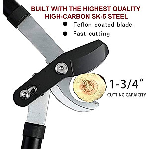 Bypass Lopper with Compound Action, 30 Inch Tree Trimmer, Hand Loppers with 1.75" Cutting Capacity Tree Pruner Chops Thick Branches with Ease, a02