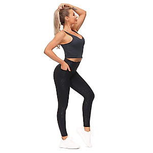 THE GYM PEOPLE Tummy Control Workout Leggings with Pockets High Waist Athletic Yoga Pants for Women Running, Fitness (Black Leopard, X-Large)