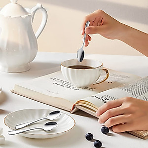 IQCWOOD Coffee Spoons, Mini Espresso Spoons, 6 Pieces Stainless Steel Spoons Silverware Set, Dinner Spoons for Home, Kitchen or Restaurant, Dishwasher Safe 4.7 Inches