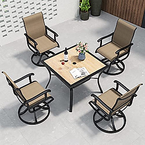 YITAHOME Patio Dining Set, 5-Piece Outdoor Patio Dining Set Including 37" Square Patio Dining Table and 4 Swivel Dining Chairs, Outdoor Dining Set Ideal for Patio Lawn Garden Porch