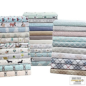 Sleep Philosophy True North Cozy Flannel Warm 100% Cotton Sheet - Novelty Print Animals Stars Cute Ultra Soft Cold Weather Bedding Set, Twin, Aqua Dots 3 Piece