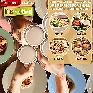 GATO Wheat Straw Dinnerware Sets (12pcs) - Microwave Safe, Eco-Friendly & Reusable Dinnerware Set for Kids, Adults - Includes Unbreakable, Dishwasher Safe Plates, Bowls, & Cups - Multicolor Design