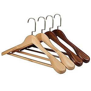 Multi-function Coat Hangers Thickened Wide Shoulder Solid Wood Hanger Partial Hook Square Rod With Teeth 10 Piece Suit Solid Wood Hanger Suit For coats, jackets, jumpers (Color : B, Size : 45 5.5cm)