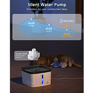 Cat Water Fountain, 135oz/4L Ultra Quiet Dog Water Bowl Dispenser, Instant Clean Vortex Design, Pet Water Fountain with Filter, Cats Dogs Pets Fountain for Drinking Automatic with LED Light (Gray)