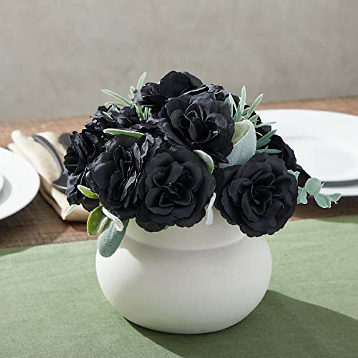 50 Pack Artificial Black Roses, 3 Inch Stemless Silk Flowers for Wall Decorations, Wedding Receptions, Faux Bouquets, Spring Decor, DIY Arts and Crafts Projects