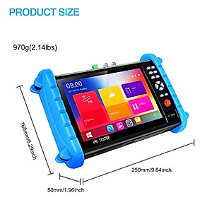 Rsrteng CCTV Camera Tester, IPCXS-ACHITU Security IP Camera Tester 8MP CVI TVI AHD SDI CVBS Camera Tester 7inch IPS Touch Screen Support TDR POE WIFI 4K HDMI IPC Tester
