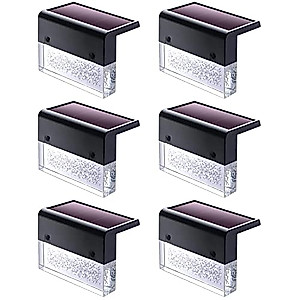 DenicMic Solar Deck Lights Outdoor Fence Solar Lights for Step, Railing, Wall, Pool Side LED Waterproof Warm White/Color Changing Patio Decor 6 Pack