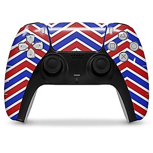 WraptorSkinz Skin Wrap compatible with Sony PS5 DualSense Controller Zig Zag Red White and Blue (CONTROLLER NOT INCLUDED)
