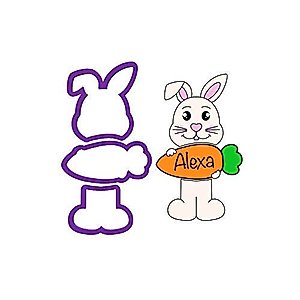Bunny Holding Carrot 3 Piece Cookie Cutter Set - Easter Cookie Cutters - Animal Cookie Cutters - Bunny Cookie Cutter - Spring Cookie Cutters