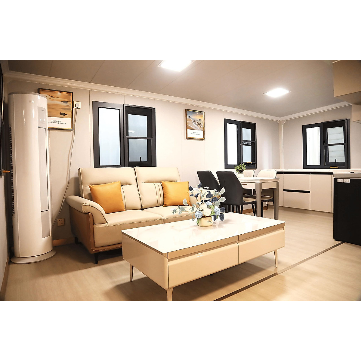 Generic Prime Manor 20 FT Luxury Easy to Assemble 2 Bedroom Modular Home with1Fully Equiped Bathroom and Kitchen Prefabricated Foldable/Expandable Mobile Home with Steel Frame, Wood Grained, Pwch1