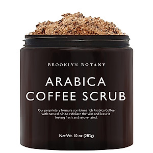 Brooklyn Botany Dead Sea Salt and Arabica Coffee Body Scrub 10 oz - Moisturizing and Exfoliating Body, Face, Hand, Foot Scrub - Fights Stretch Marks, Fine Lines, Wrinkles - Great Gifts for Women & Men