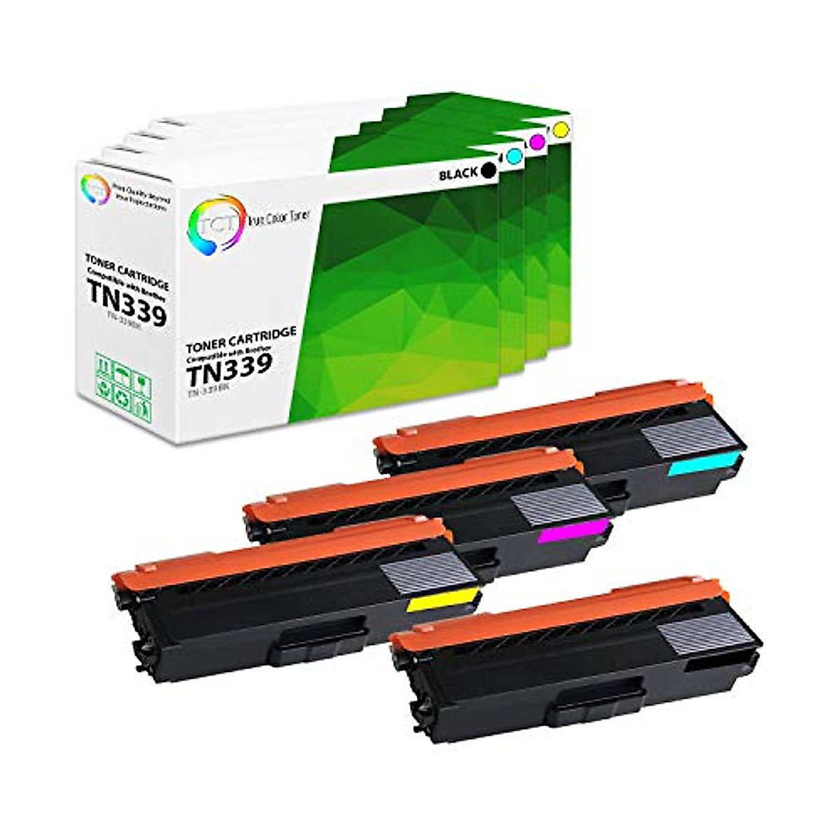 TCT Premium Compatible Toner Cartridge Replacement for Brother TN-339 TN339BK TN339C TN339M TN339Y Super High Yield Works with Brother HL-L9200, MFC-L9550 Printers (B, C, M, Y) - 4 Pack