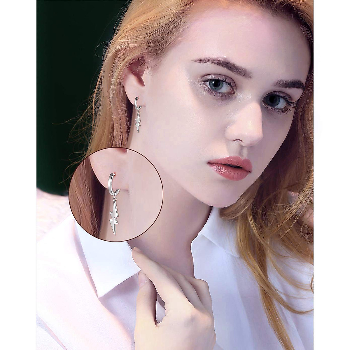 S925 Sterling Silver Lightning Bolt Dangle Drop Earrings for Womens