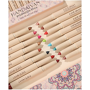 BestLand 12 Pcs Cream Eyeshadow Stick Set Matte Shimmer Rainbow Earth Colors Highly Pigmented Long Lasting Waterproof Eye Shadow stick Eye Liner Makeup with Pencil Sharpener (Set A)