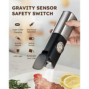 Gravity Electric Salt and Pepper Grinder Set & 800W Blender for Shakes and Smoothies with 57oz Glass Jar & 10oz Grinding Cup BPA Free