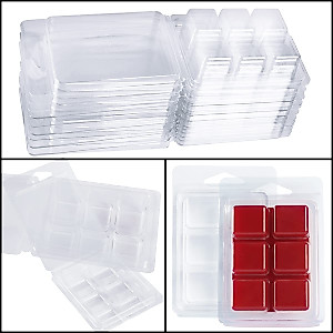 CBHTR 100 Packs Wax Melt Clamshells Molds, Clear Empty Plastic Cube Tray for Wickless Tarts Candles