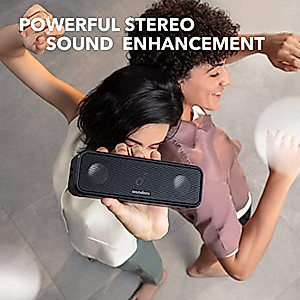 Soundcore 3 by Anker, Bluetooth Speaker with Stereo Sound, 24H Playtime, IPX7 Waterproof, Pure Titanium Diaphragm Drivers, PartyCast, BassUp, App, Custom EQ, for Home, Outdoor, and Beach