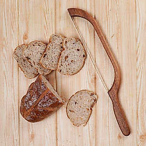 Uprichya Wooden Bread Bow Knife -16" Serrated Bagel Knife – Sourdough Cutter Fiddle Bow Bread Slicer Knife for Homemade Bread, Premium Stainless Steel Saw