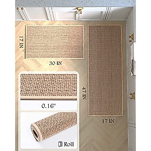 MontVoo Kitchen Rugs and Mats Washable [2 PCS] Non-Skid Natural Rubber Kitchen Mats for Floor Runner Rugs Set for Kitchen Floor Front of Sink, Hallway, Laundry Room 17"x30"+17"x47" (Oats)