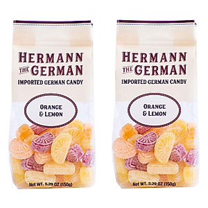 Hermann the German Hard Candy - Imported - Pack of 2 (Orange and Lemon)