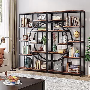 Tribesigns Bookshelf Industrial 5 Tier Etagere Bookcase, Freestanding Tall Bookshelves Display Shelf Storage Organizer with 9-Open Storage Shelf for Living Room, Bedroom
